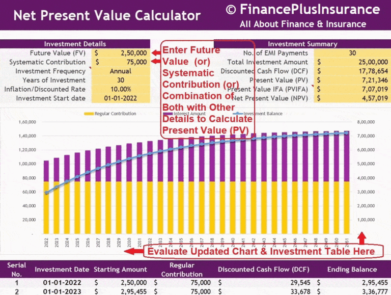 Present Value Calculator / Net Present Value Calculator | FPI